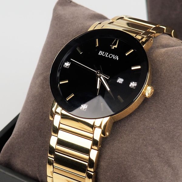 Bulova Modern Futuro 97D116 Diamond Black Dial Gold-Tone Men's Quartz ...