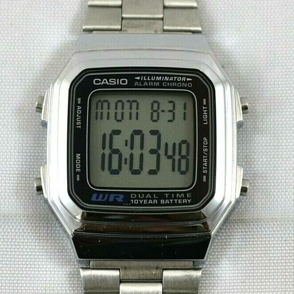 Vintage Casio A178W Silver Digital Steel Water Resist WR Illuminator Watch | WatchCharts