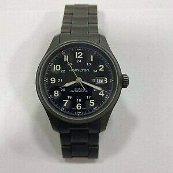 HAMILTON AUTOMATIC TITANIUM MILITARY 2824-2 H705650 SAPPHIRE CRYSTAL ...
