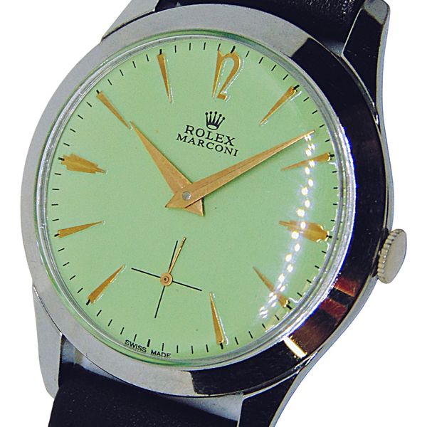 Vintage ROLEX Marconi pistachio dial jumbo 35mm case mens watch just ...