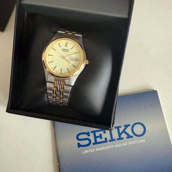 Seiko Mens Quartz Two-Tone Wrist Watch with Day/Date window and box ...