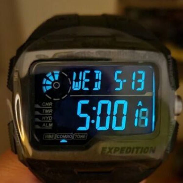 Timex Expedition Grid Shock with Black Resin Strap Indiglo Negative ...