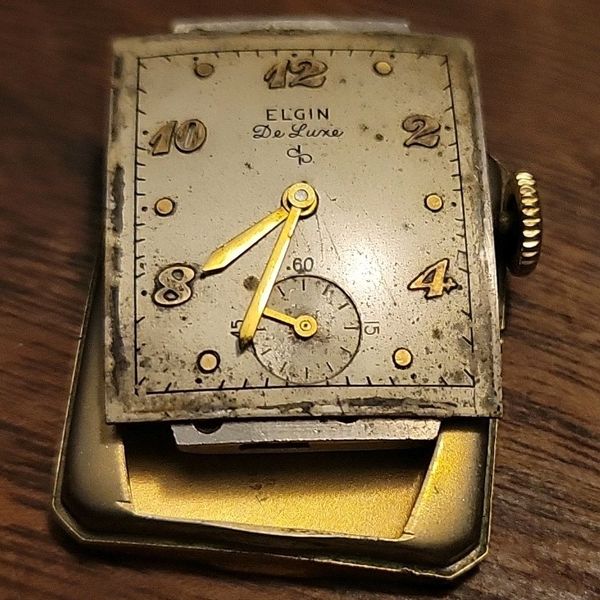1950 ELGIN Deluxe 17j Grade 624 Mens 10K GOLD-FILLED Wristwatch ...