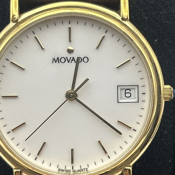 Vintage Movado 34mm Gold Tone Stainless Steel White Dial New Battery ...