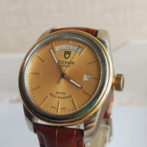 Tudor Glamour Date Day m56003 Men's Watch 41mm Automatic Gold Dial ...