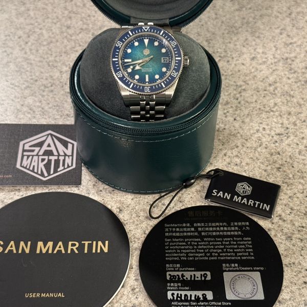 SAN MARTIN SN0148-G Miyota 9015 Automatic Gradient Dial 40mm 20ATM ...