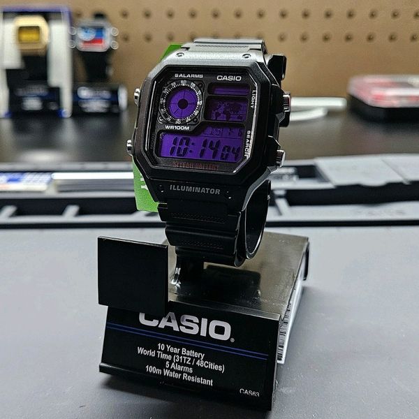 "VIOLET" Casio World Time Illuminator Royale AE-1200 ð ª Custom ...