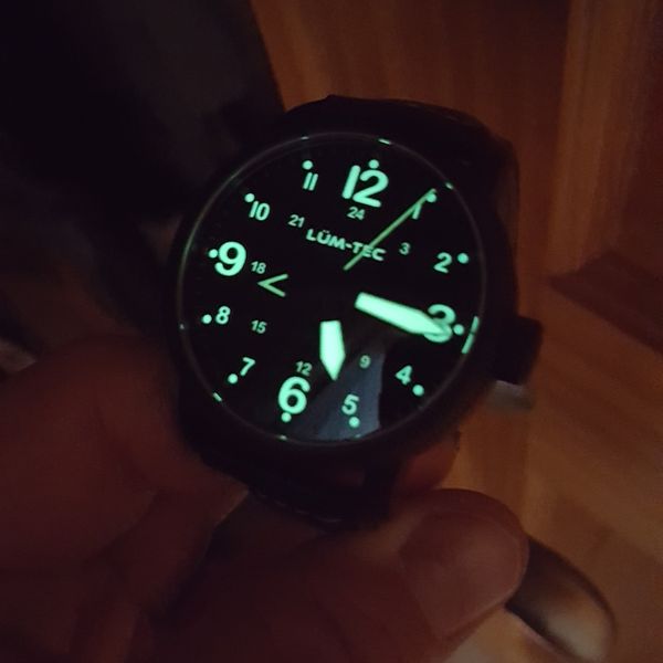 LUM TEC - Combat B38 GMT black PVD quartz Pilot Flieger on leather NATO ...