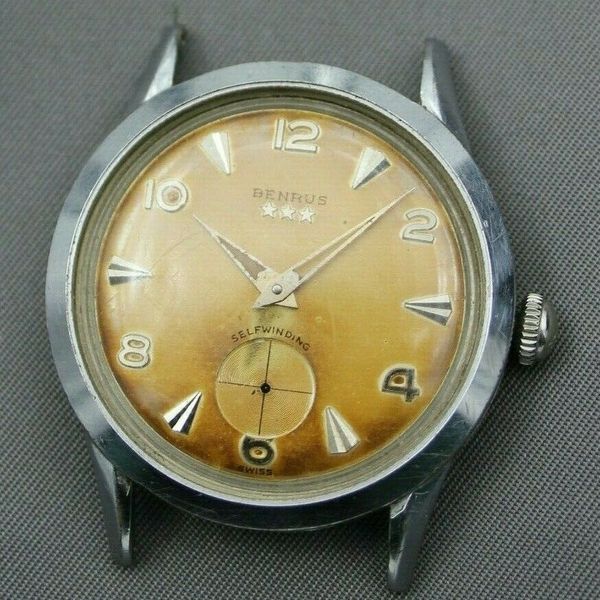Benrus 3 stars mechanical watch military sub dial self wind automatic ...