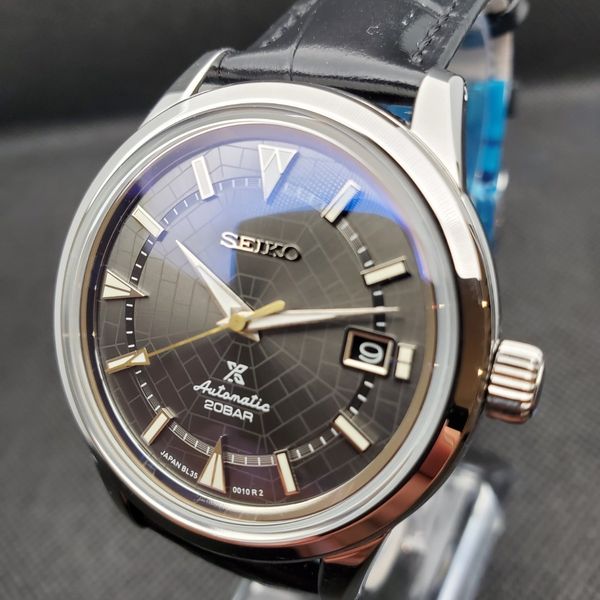 CUSTOM MOD (Seiko Alpinist 1959 Style) BLACK GINZA DIAL LEATHER STRAP ...