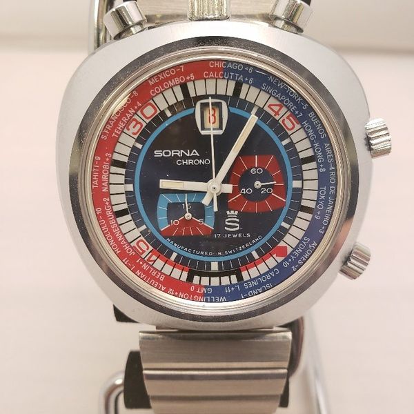 FS: Sorna Bullhead Worldtime Chronograph - 1970's Refinished/Rebuilt ...