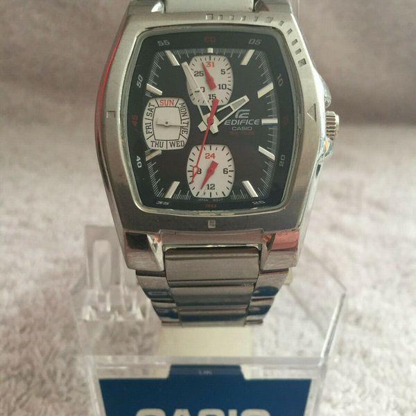 Rare Imported Casio Edifice EF-320D-1AVEF barrel face chronograph watch ...