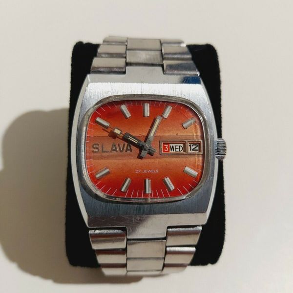 Vintage Watch Slava Tank Automatic 2427 SU Soviet USSR Original Red ...