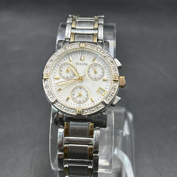 Bulova 96R19 Women's Quartz Chronograph White Dial Analog Stainless ...