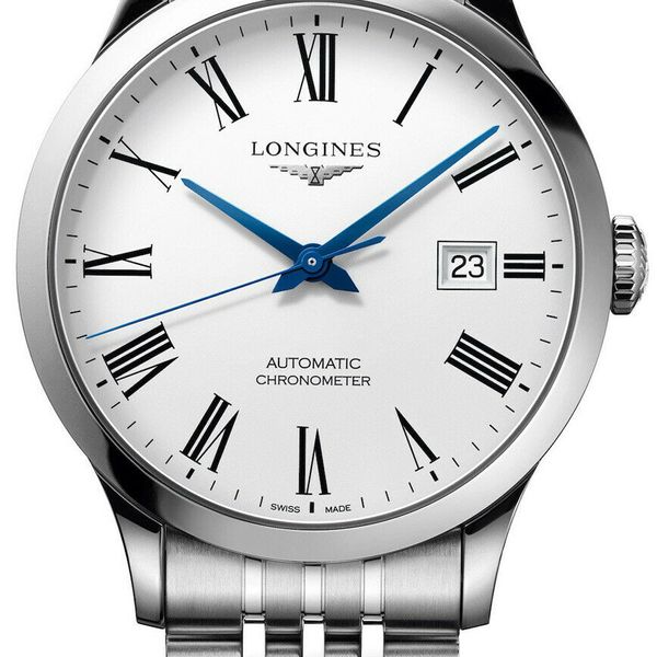 New Longines Record Automatic White Dial Men's Steel Watch L28214116 ...