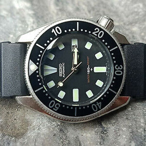 VINTAGE SEIKO DIVER 4205-0145 BLACK AUTOMATIC LADIES WATCH S.N: 511168 ...