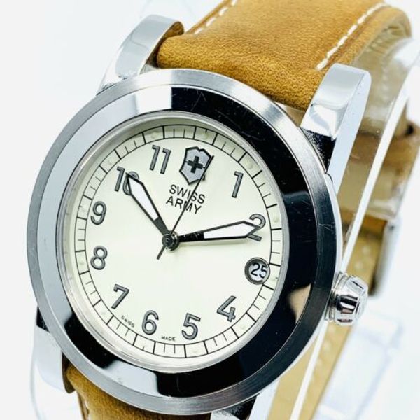 Rare Victorinox 24113 Men's 38mm Cavalier Swiss Army Watch Ivory Dial ...
