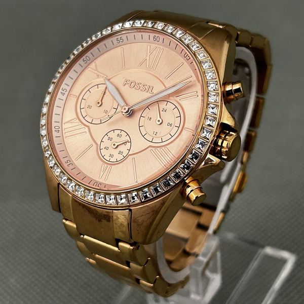 Fossil Womens Watch BQ1774 Modern Courier Rose Gold Round Crystals New ...