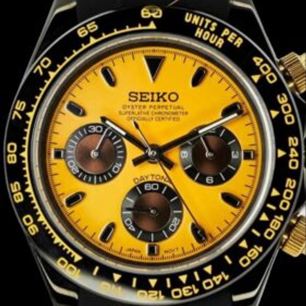 SEIKO BUMBLEBEE CHRONOGRAPH 40mm Men's Custom mod Automatic Dive Watch ...