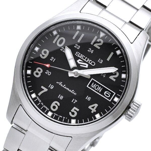 SEIKO 5 Sports SBSA197 Mechanical Automatic Watch Silver Black Dial 36 ...