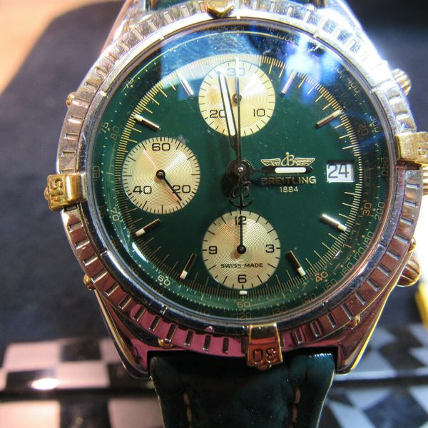 Men's Stainless Steel and Gold Breitling Navitimer Chronograph Valjoux ...