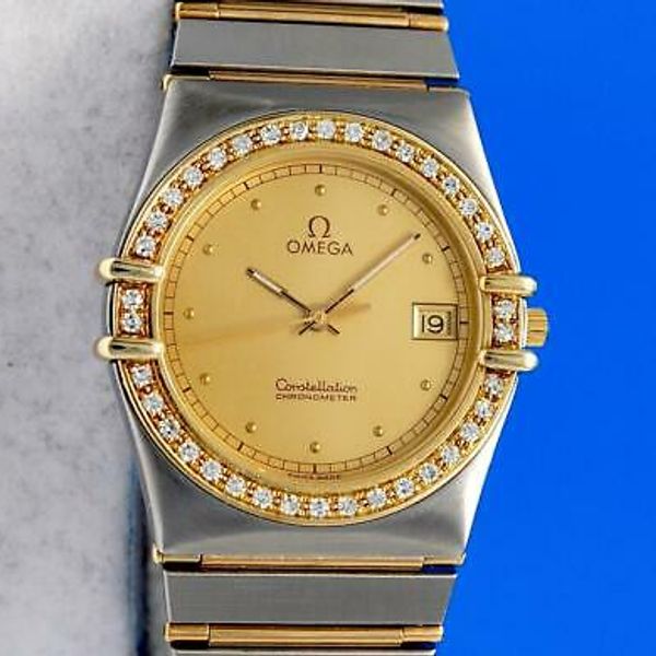 Men's Omega Constellation Chronometer 18K Gold & SS Watch - Diamond ...