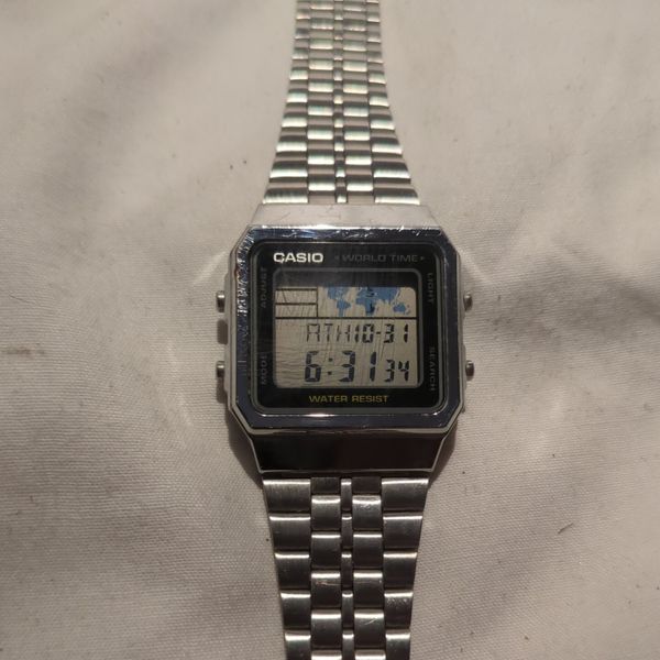 Casio World Time A500WEA-1EF Digital Watch Stainless Steel Retro ...