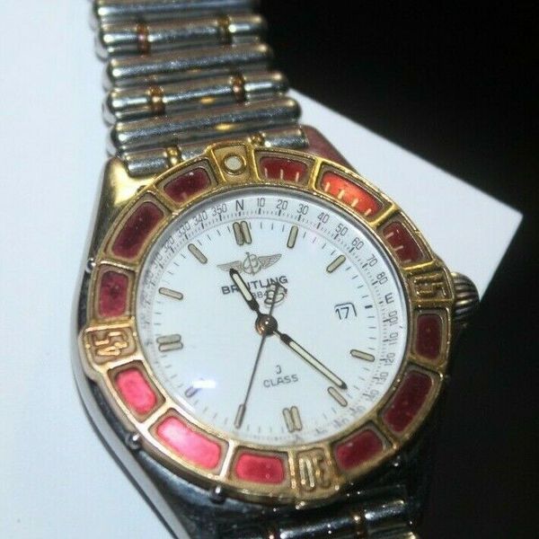 Beautiful Breitling J Class 200m Womens Watch Red /SS/ Gold Bezel ...