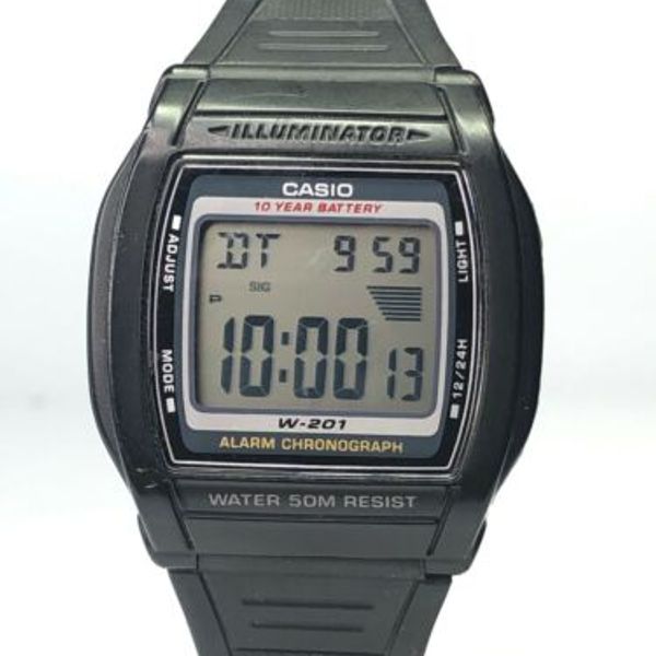 Casio W201-1AV, Digital Chronograph Watch, Resin Band, Alarm, 10 Year ...