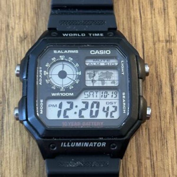 Casio Men's World Time Multifunction Black Resin Band 42mm Watch Model ...