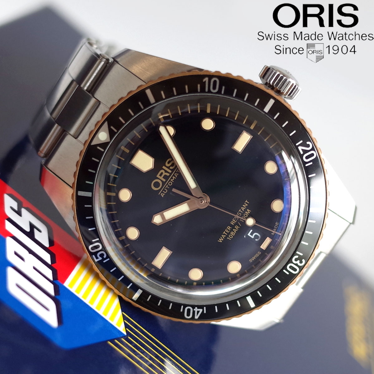 Oris ORIS Divers 65 01 733 7707 4354-7 Bracelet Watch Black Dial Date ...