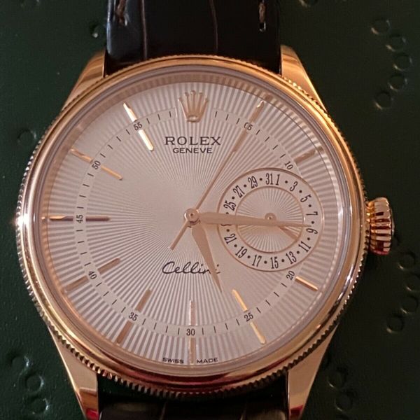 Rolex 18K Rose Gold Cellini Date 39mm Ref 50515 Strap Watch | WatchCharts