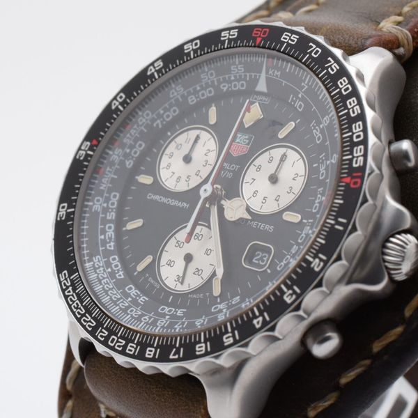 Rare![Exc+5] TAG HEUER Pilot 530.306 black Dial Chronograph Quartz Men ...