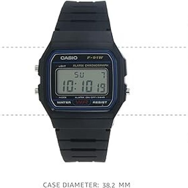 Casio F91W-1 Classic Black Resin Case with Black Resin Strap Men's ...