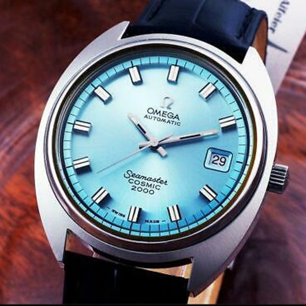 Excellent Mens OMEGA Seamaster COSMIC 2000 Sky Blue Dial Automatic ...
