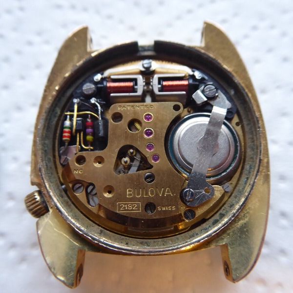 BULOVA ACCUTRON - "TUNING FORK" WATCH - GOLD PLATE 40u - ELECTRONIC ...