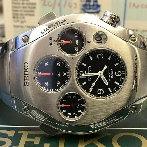 Seiko Sportura Kinetic Chronograph SLQ007 9T82 Full Set. Box & Papers ...