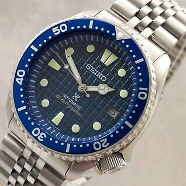 Seiko Prospex Blue Waffle Dial Automatic Divers Watch Date Jubilee ...