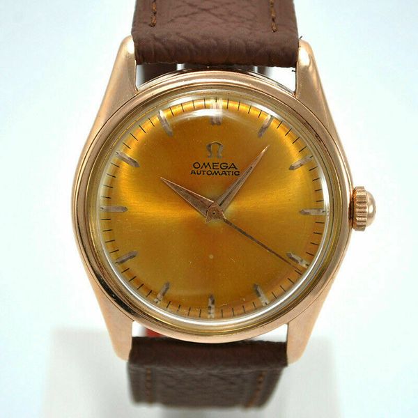 OMEGA AUTOMATIC 2869 SC ROSE PINK GOLD 34 MM. YEAR 1957 TROPICAL DIAL ...