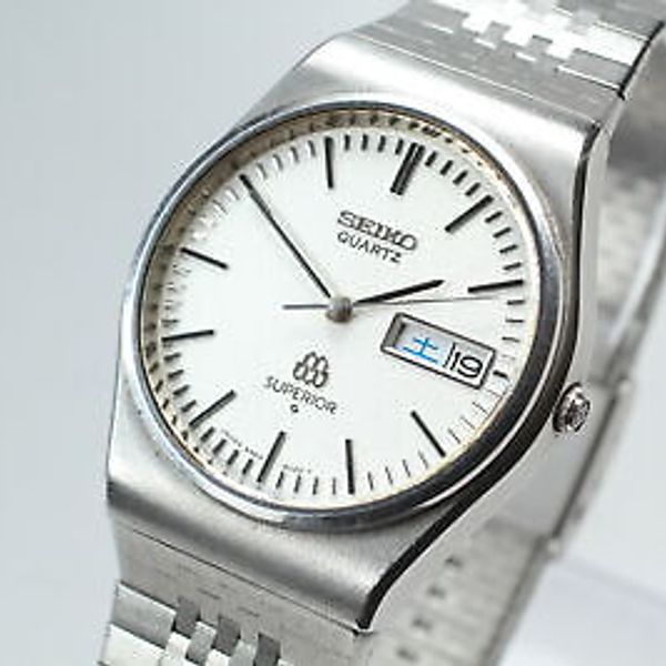 Vintage Seiko Superior 9983-8000 Silver Day Date Twin Quartz Men's ...