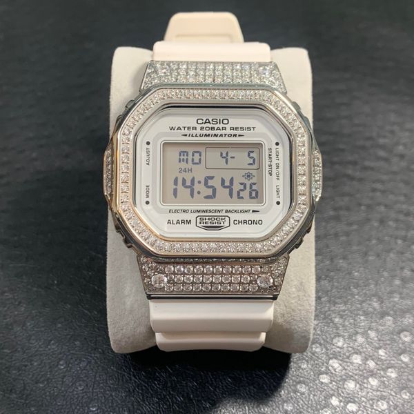 [WTS] “Iced Out” White Casio G-Shock DW-5600MW-7ER Metal Case with ...