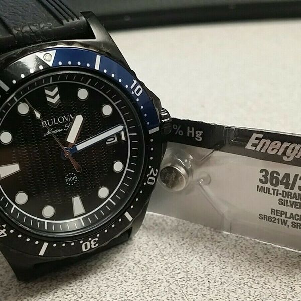 Bulova Men's 98B159 Marine Star Black/Blue Watch BRAND NEW BATTERY FREE ...