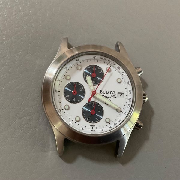 Bulova vintage white dial marine star 38 mm watch for men no strap ...