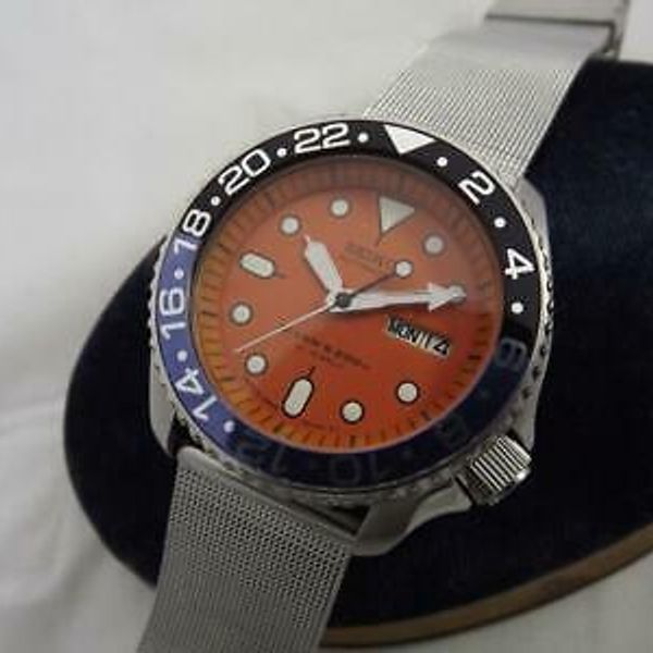 SEIKO SKX011J Orange Dial,GMT Batman Bezel, Auto.,Custom 7s26-0020 ...