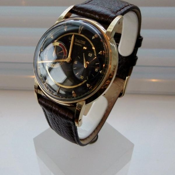 FS Jaeger Lecoultre Futurematic 10K GF rare black dial long lugs ...