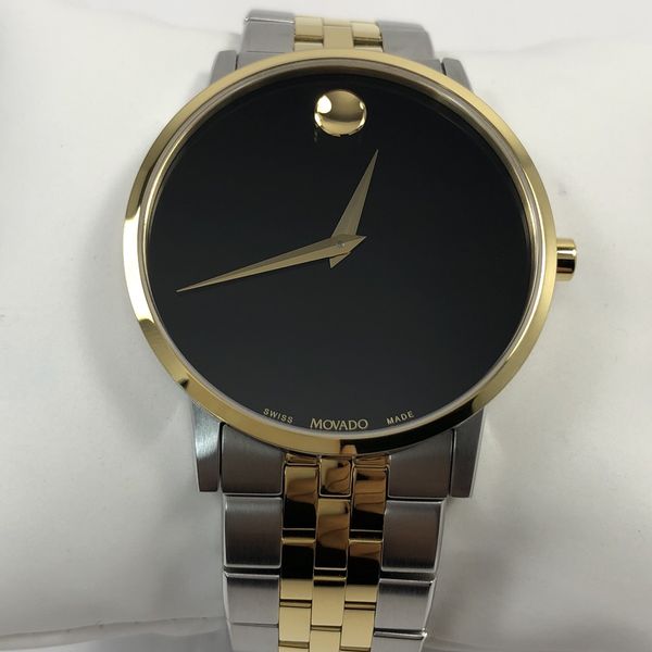 Movado Museum Classic Quartz Black Dial Two Tone Steel Men's Watch ...
