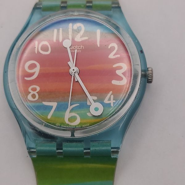 Swatch Watch Color The Sky 2003 Rainbow Stripe Swiss Quartz New Battery ...