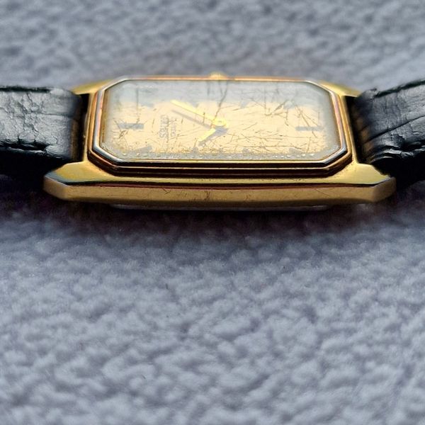 Vintage Seiko Tank Rectangle Ladies Watch Japan Quartz Gold Leather ...