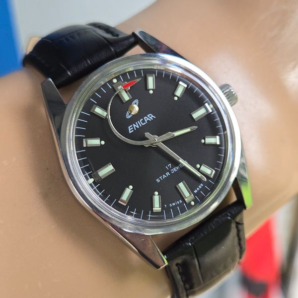 Vintage ENICAR men's manual wind watch AR-160 Rocket second hand swiss ...