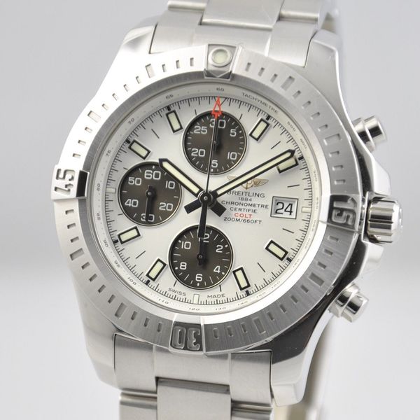 FS: 2017 Breitling Colt Chronograph Steel 44mm White Bracelet A1338811 ...